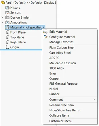 How to Change Materials in SOLIDWORKS