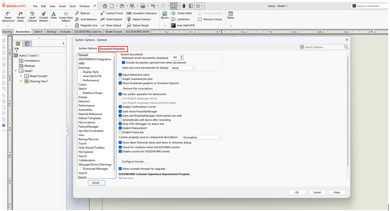 How to Center Dimensions by Default in SOLIDWORKS Drawings